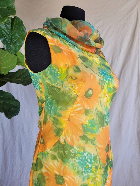 1960s 'Pomere Tahiti' Bright Floral Print Sheath Dress - Gem
