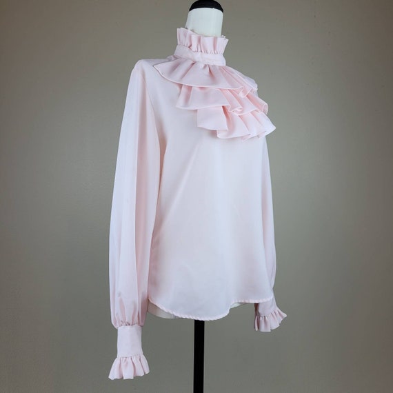 1980s Classy Pink Ruffled Blouse - Gem