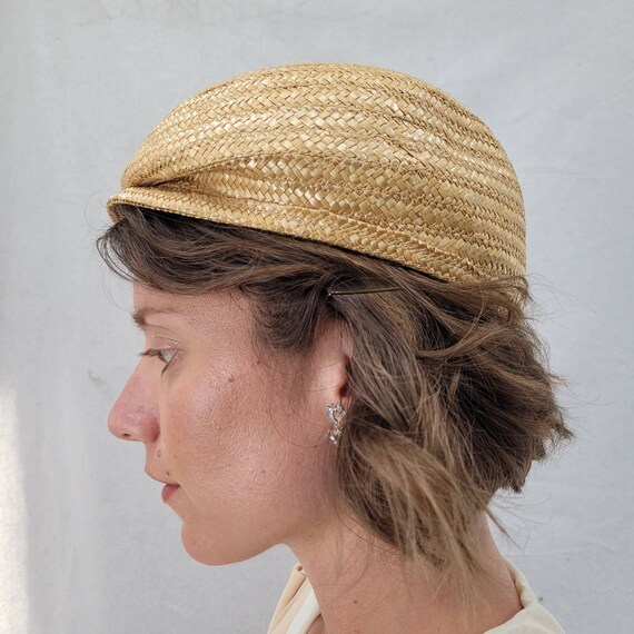 1960s Straw Mod Newsboy-style Hat - Gem