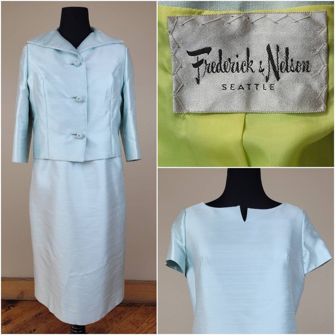 1960s 'frederick & Nelson' Mint Silk Dress Suit Chartreuse Lining - Etsy