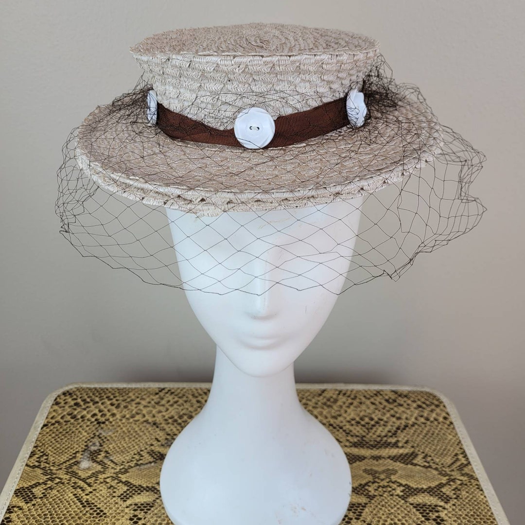 1930s Sweet Boater Style Hat W Netting - Etsy