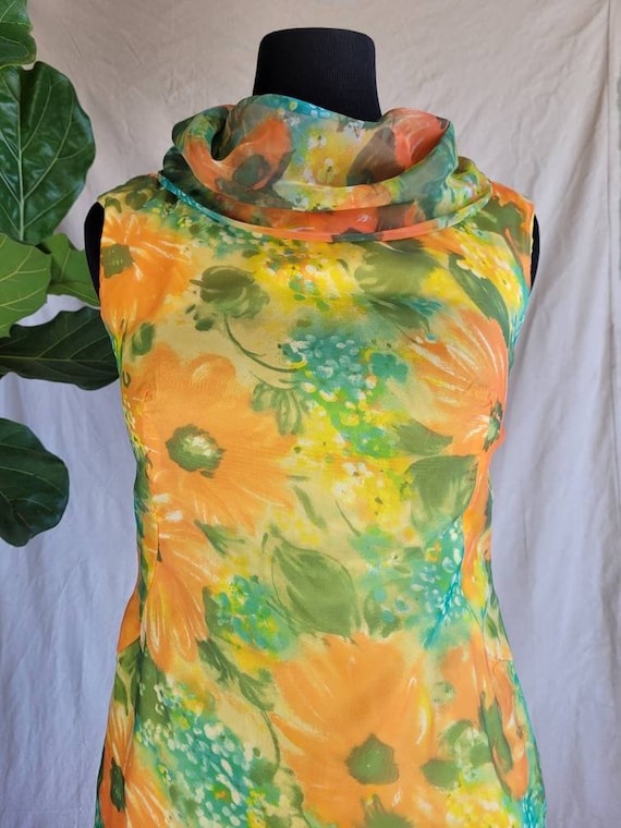 1960s 'Pomere Tahiti' Bright Floral Print Sheath Dress - Gem