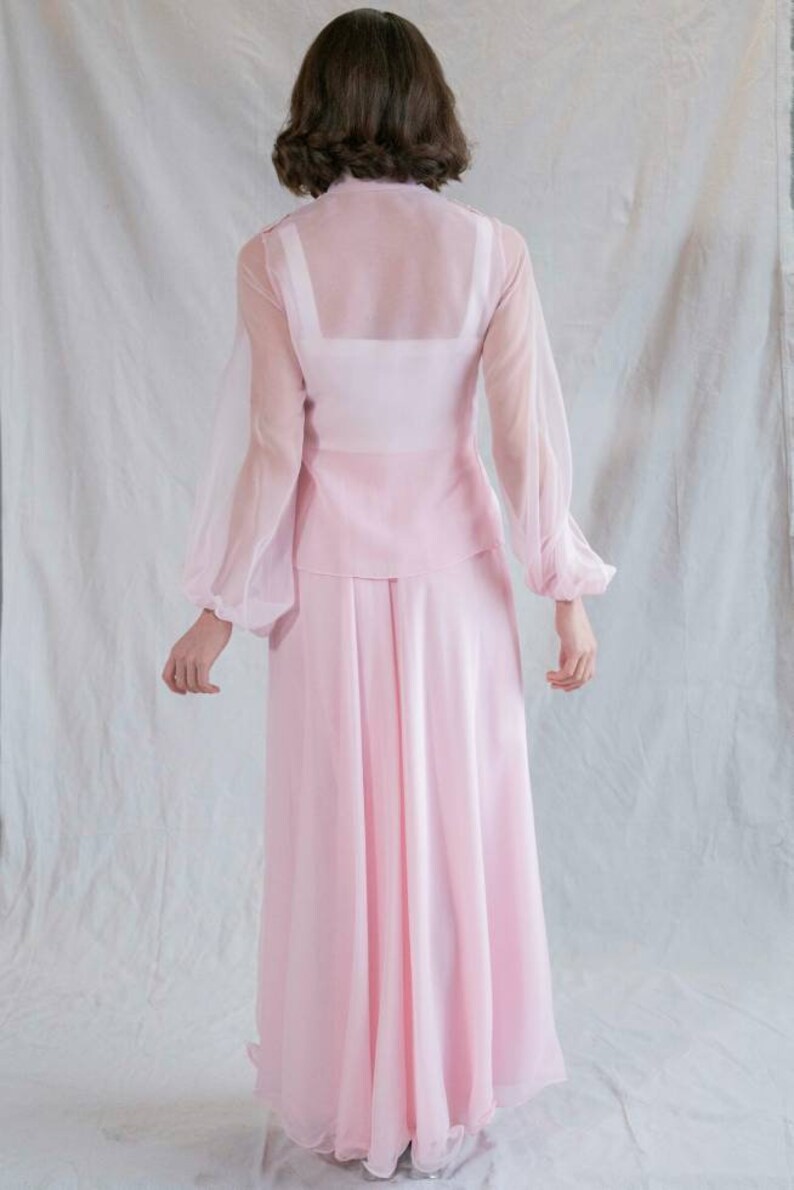 1970s 'lillie Ruben' Pale Pink Chiffon Maxi Skirt Set - Etsy