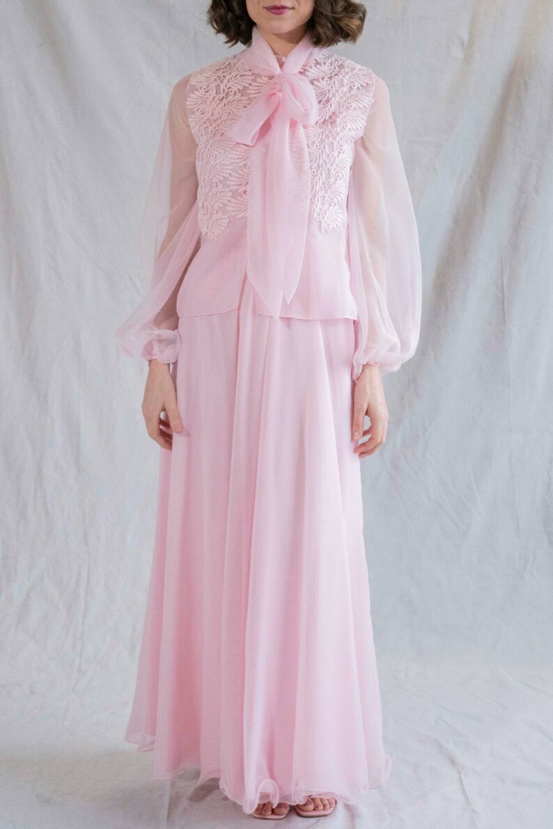 1970s 'lillie Ruben' Pale Pink Chiffon Maxi Skirt Set - Etsy