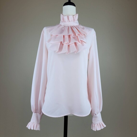1980s Classy Pink Ruffled Blouse - Gem