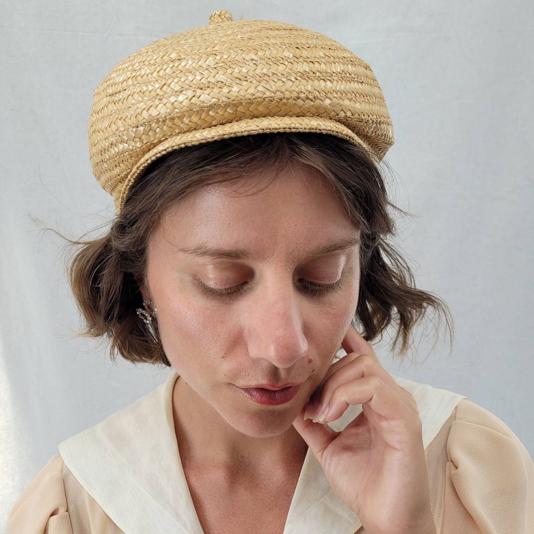 1960s Straw Mod Newsboy-style Hat - Etsy
