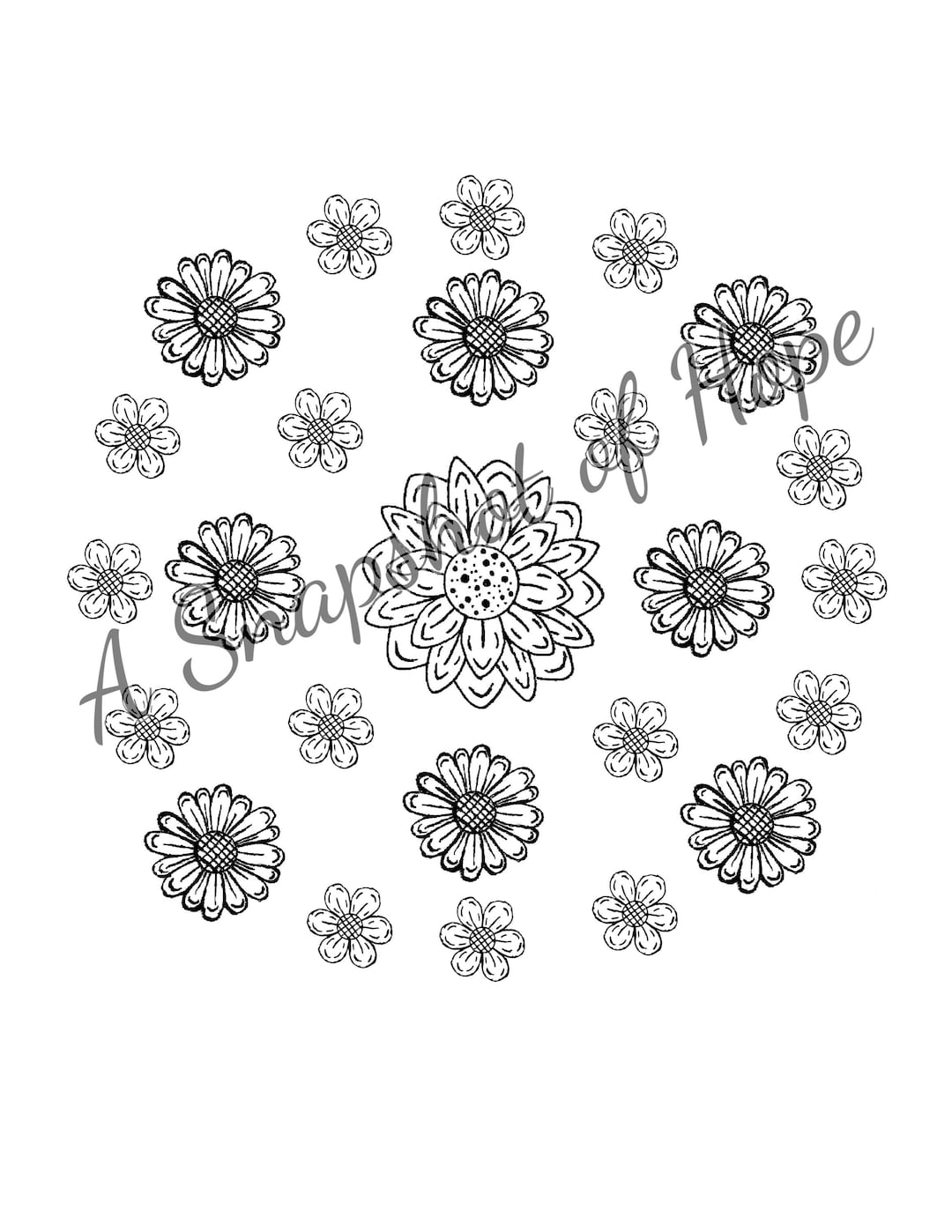 Circle Flower Arrangement/ Coloring Page/ Digital Download/kid Activity ...