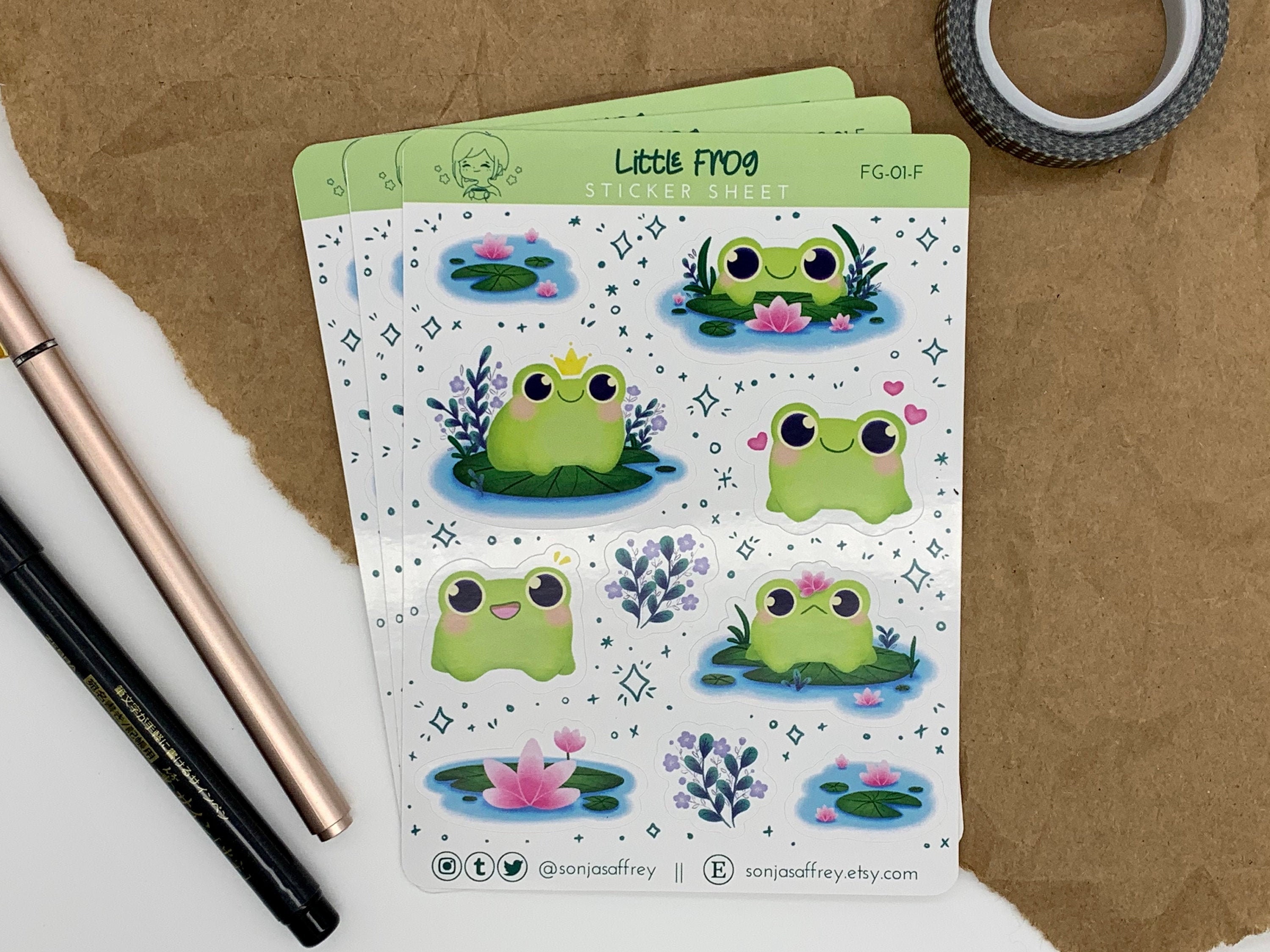 Frog Sticker Sheet Cute Frogs Planner Stickers | Etsy