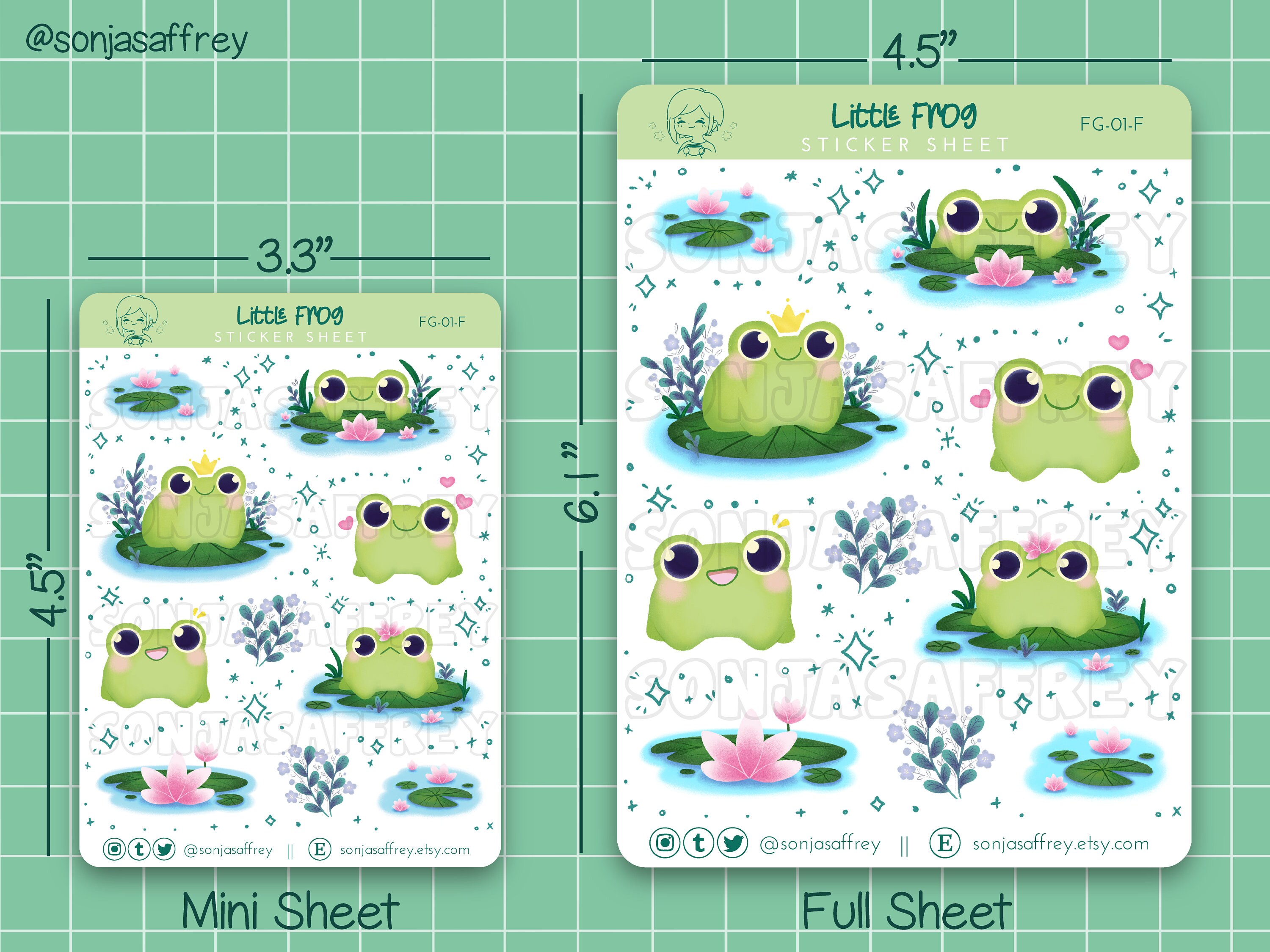 Frog Sticker Sheet Cute Frogs Planner Stickers | Etsy