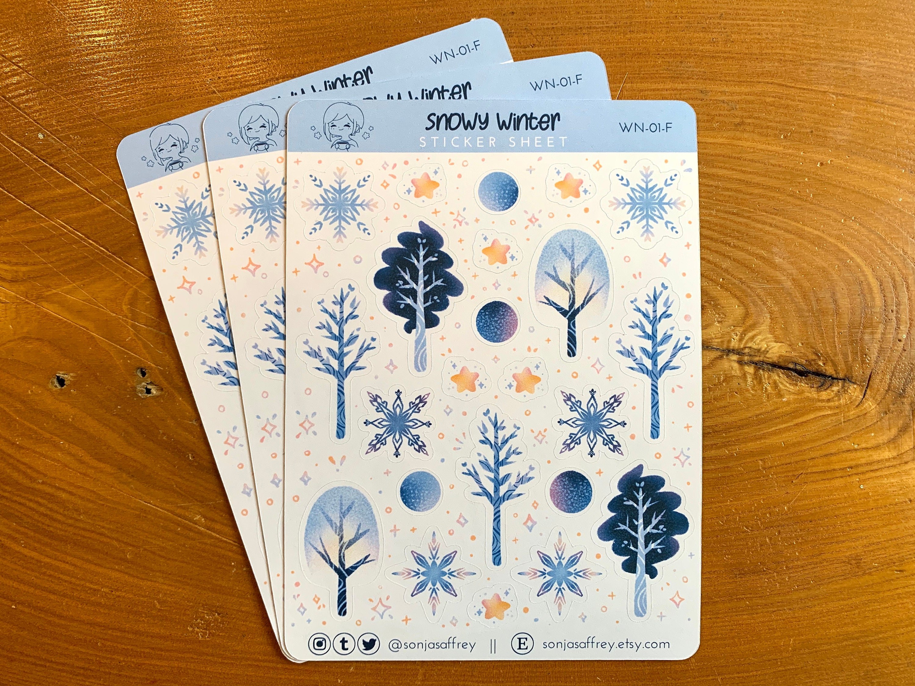 Winter Trees Sticker Sheet || Snow, Planner Stickers, Journaling, Bujo ...