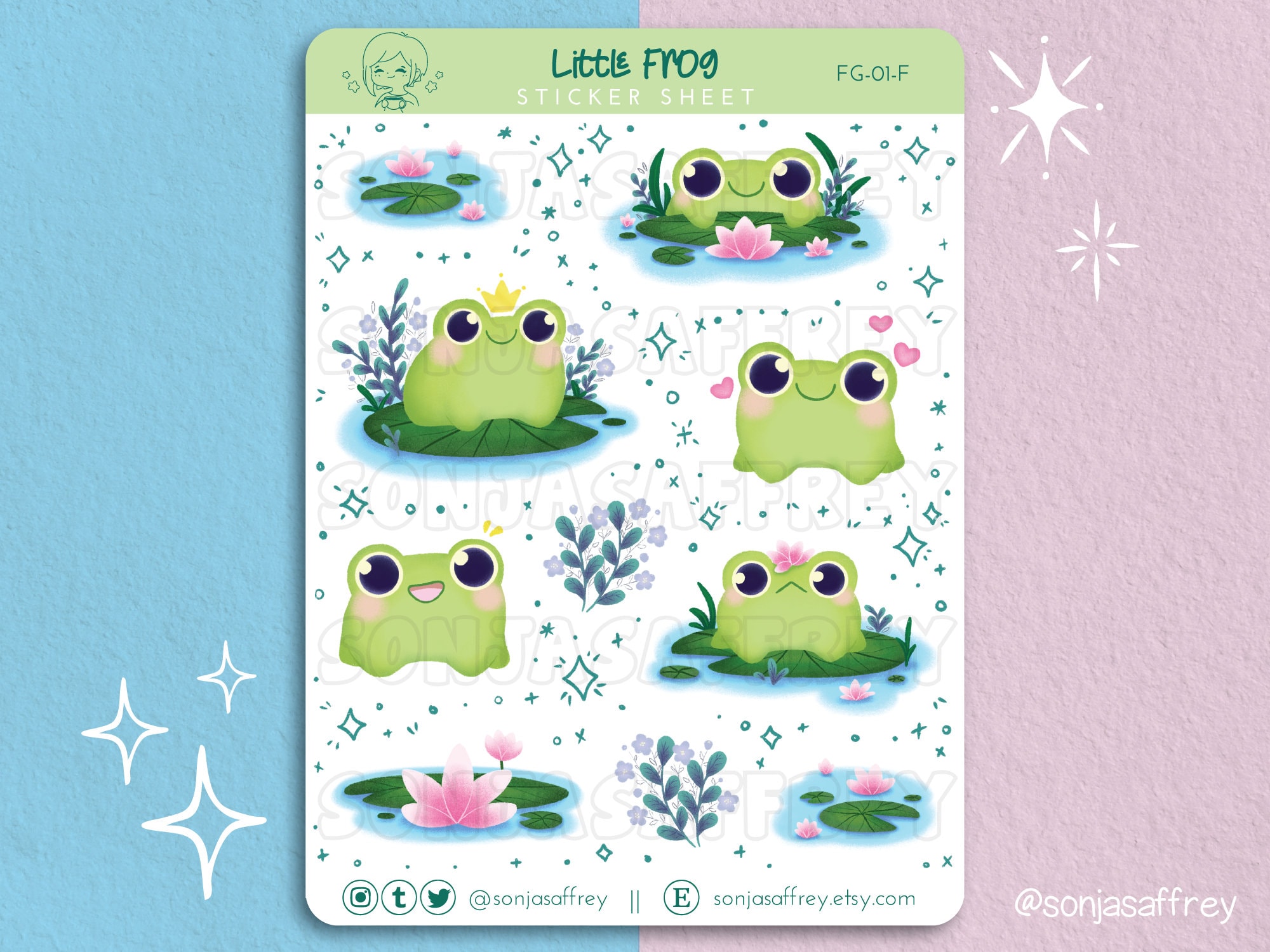 Frog Sticker Sheet Cute Frogs Planner Stickers | Etsy
