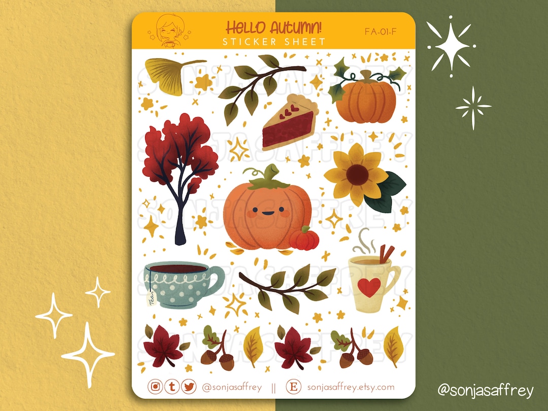 Autumn Sticker Sheet || Fall Stickers, Cute Planner Stickers, Journal ...