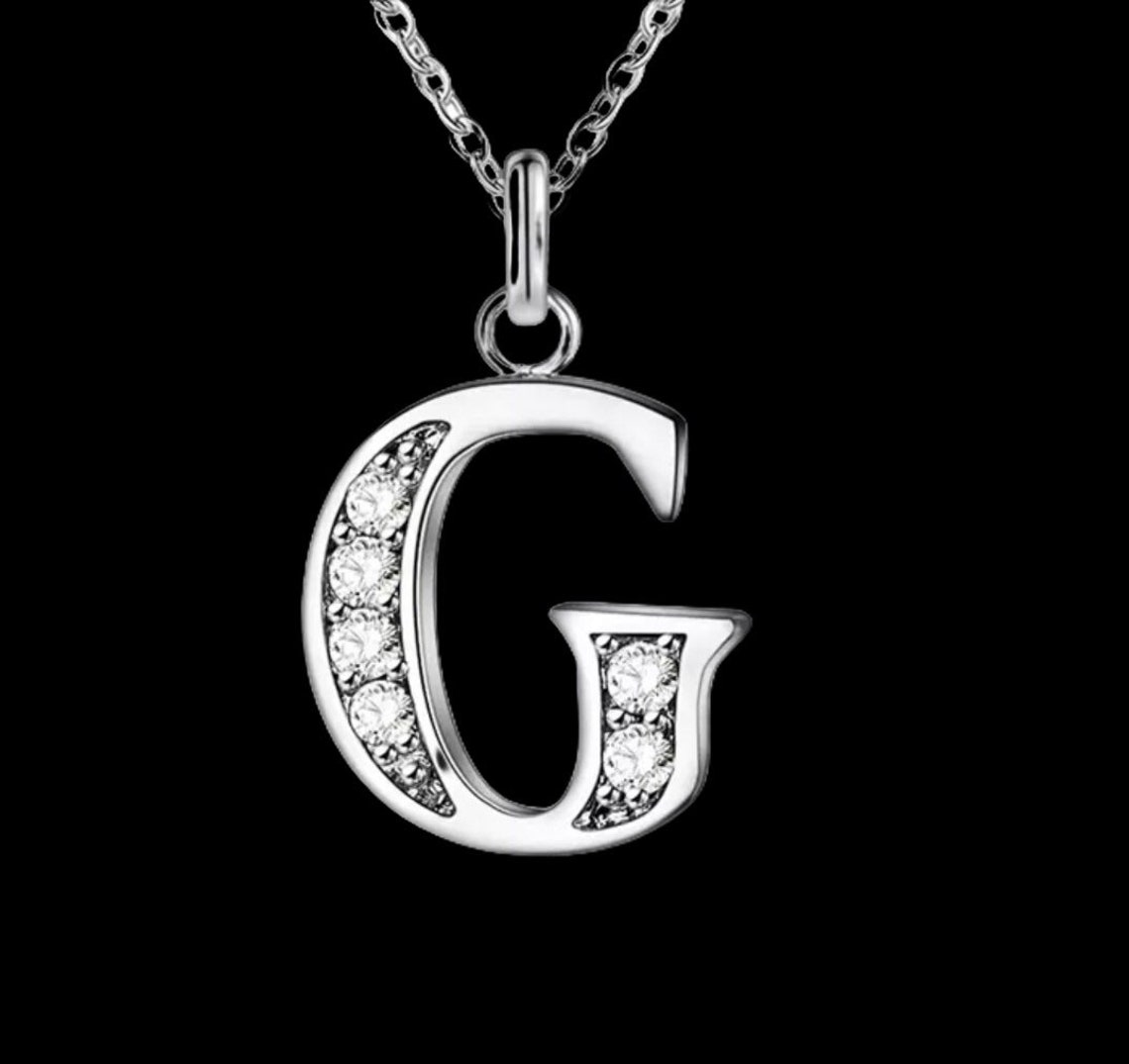 Sterling silver initial G necklace Letter G necklace Initial | Etsy