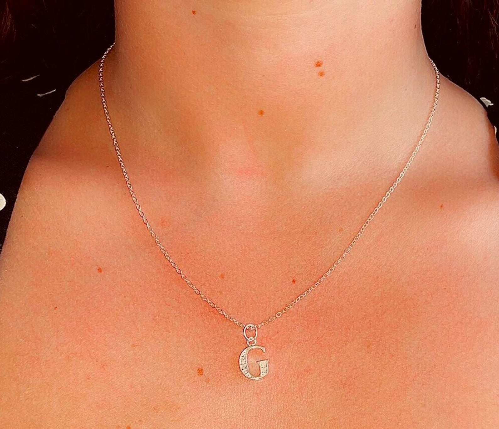 Sterling silver initial G necklace Letter G necklace Initial | Etsy