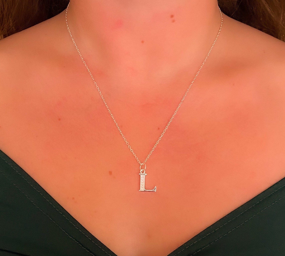 Letter F Necklace J E R Q / 925 A-Z Initial Necklace - Etsy UK