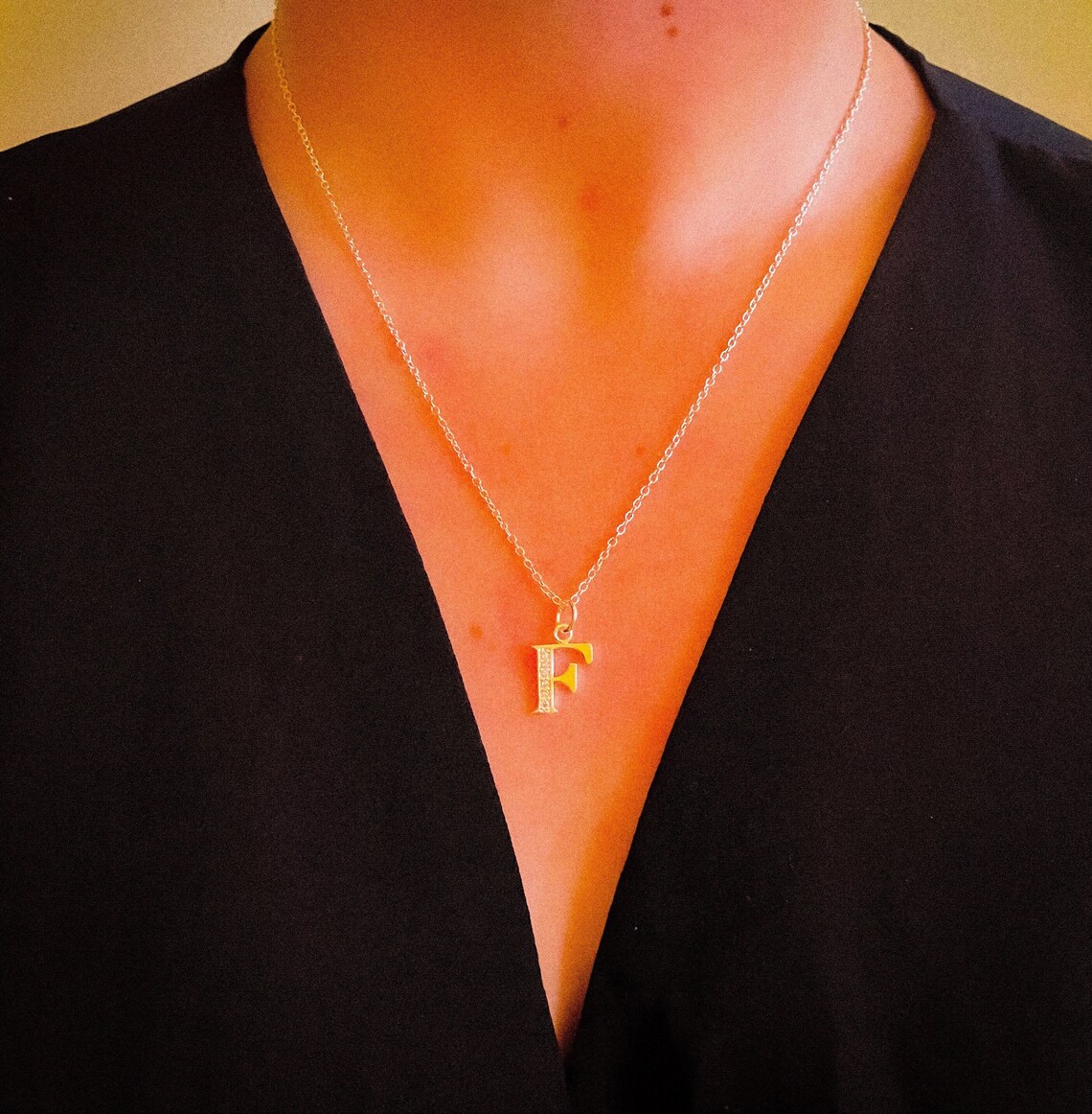 Letter F Necklace J E R Q / 925 A-Z Initial Necklace - Etsy UK