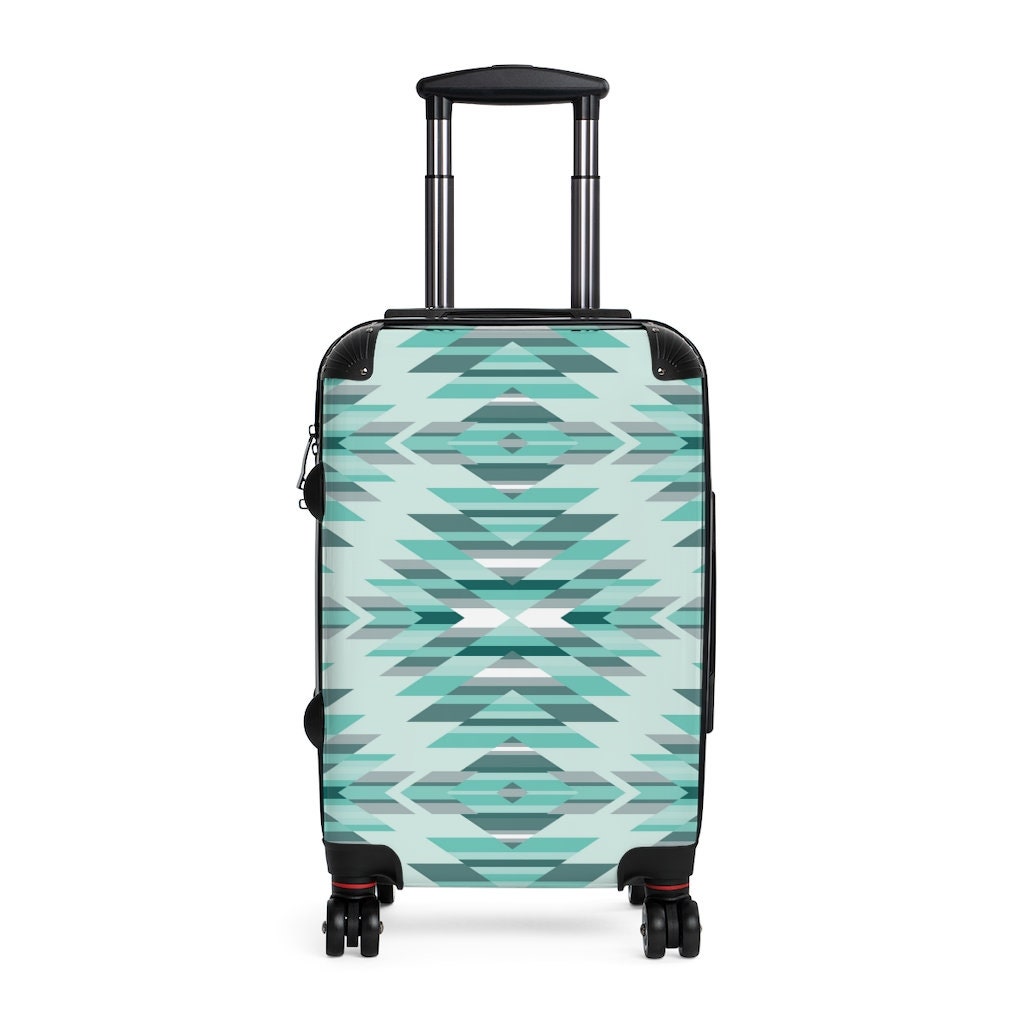 Teal Native American Cabin Suitcase, Rolling Hard Shell Carry on ...