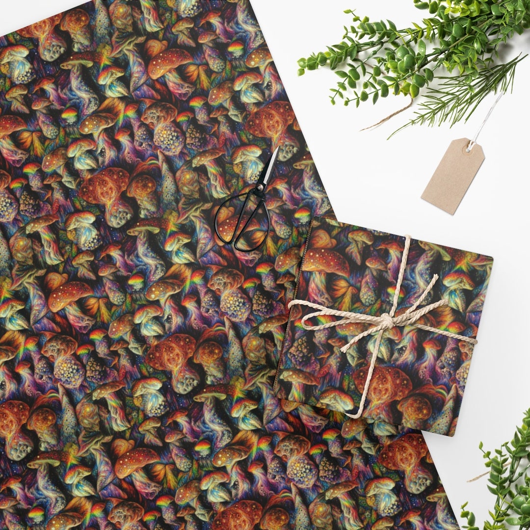 Mushroom Wrapping Paper, Trippy Art Decor, Cute Gift Wrap Paper ...