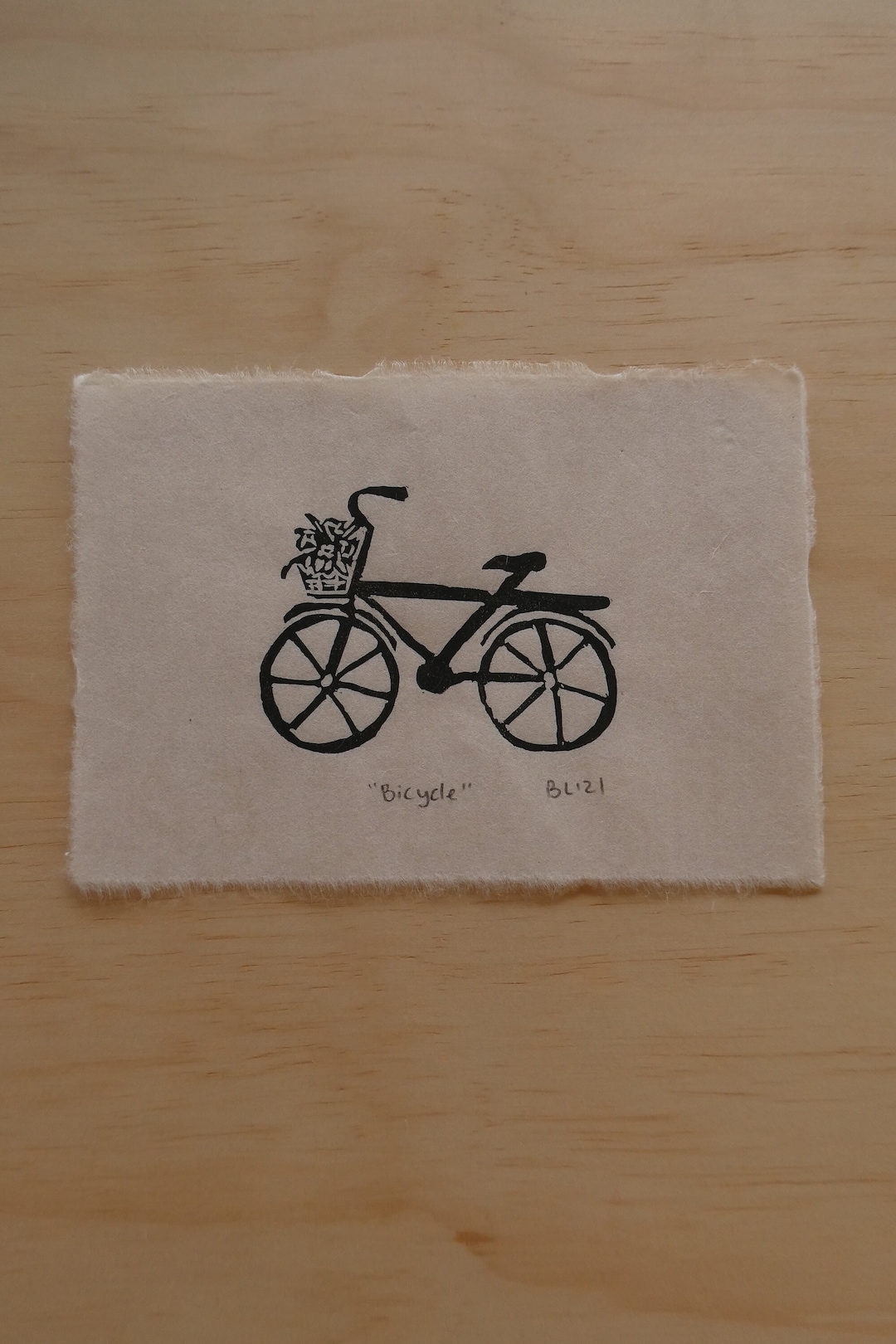 Bicycle Original Linocut Print A6 Art 4 X 6 - Etsy