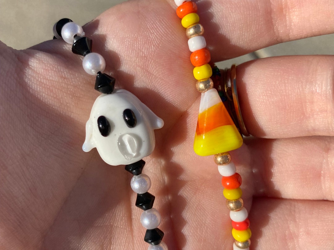 Halloween Ghost and Candy Corn Phone Chain Strap Charm - Etsy