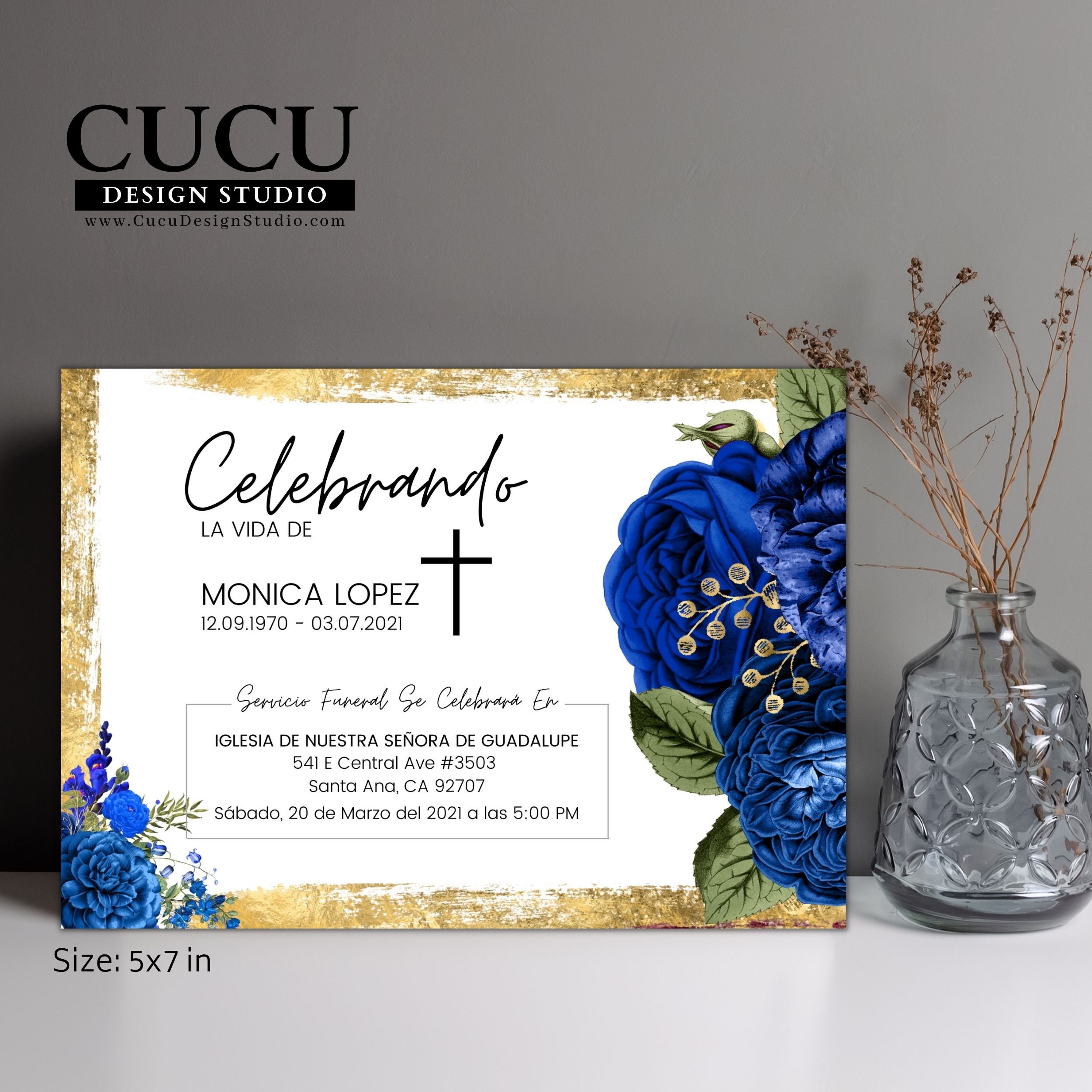 Spanish Funeral Announcement Card Template Funeral Cards - Etsy