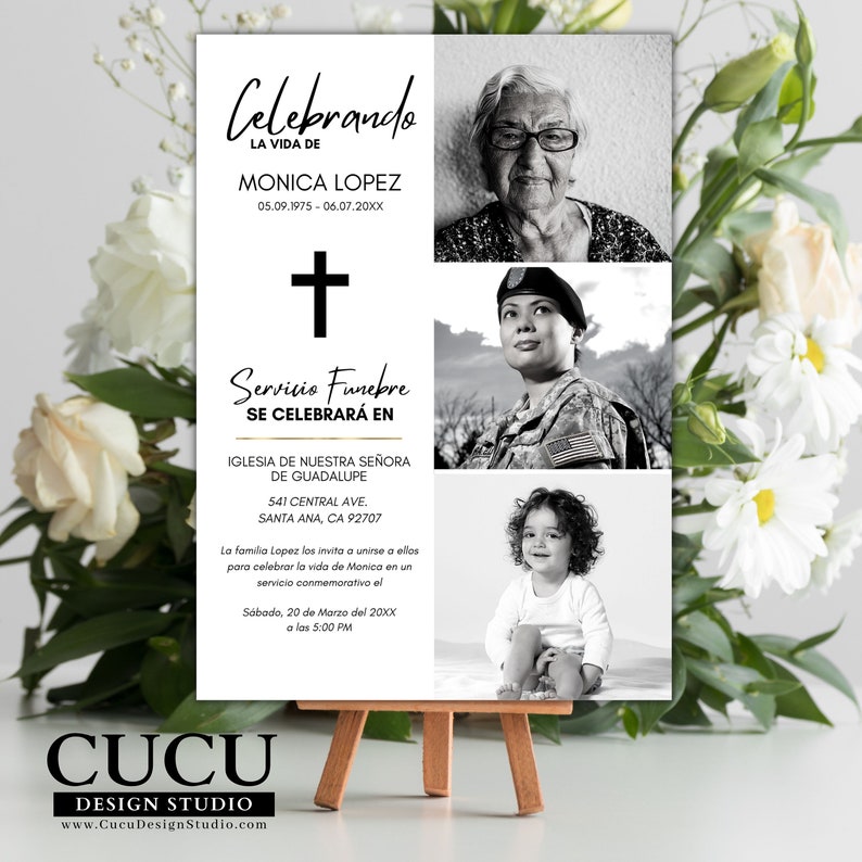Funeral Announcement in Spanish Funeral Invitation in Loving Memory ...