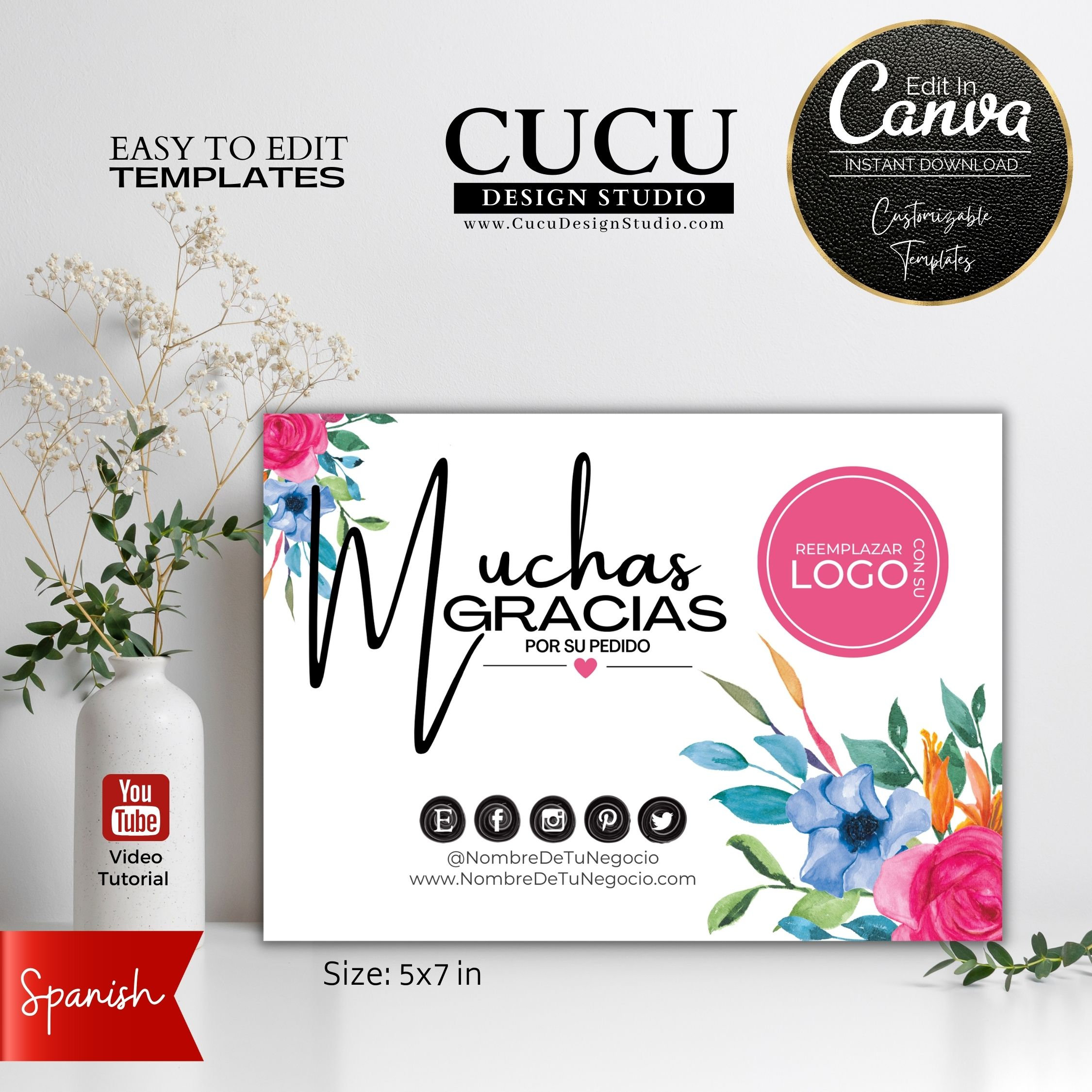 Spanish Thank You Template | Tarjetas De Agradecimiento | Gracias Cards ...