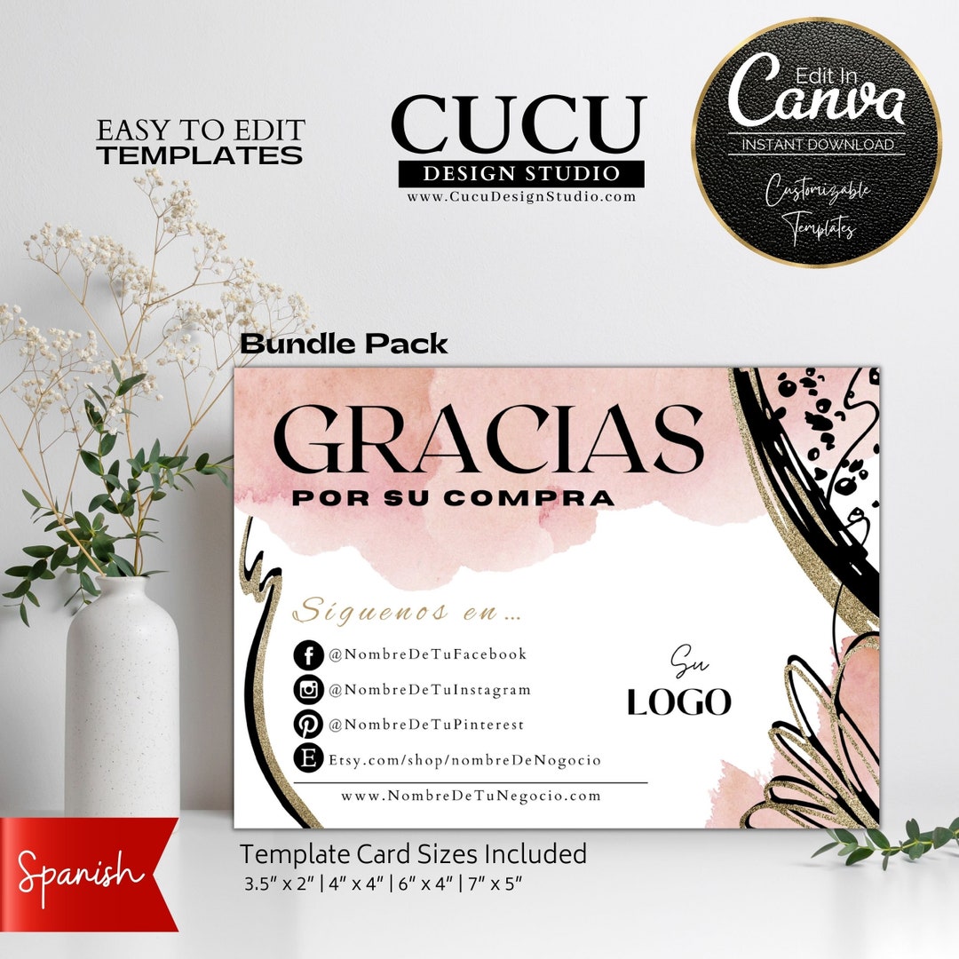 Abstract Thank You Card Template in Spanish Tarjetas De Agradecimiento ...