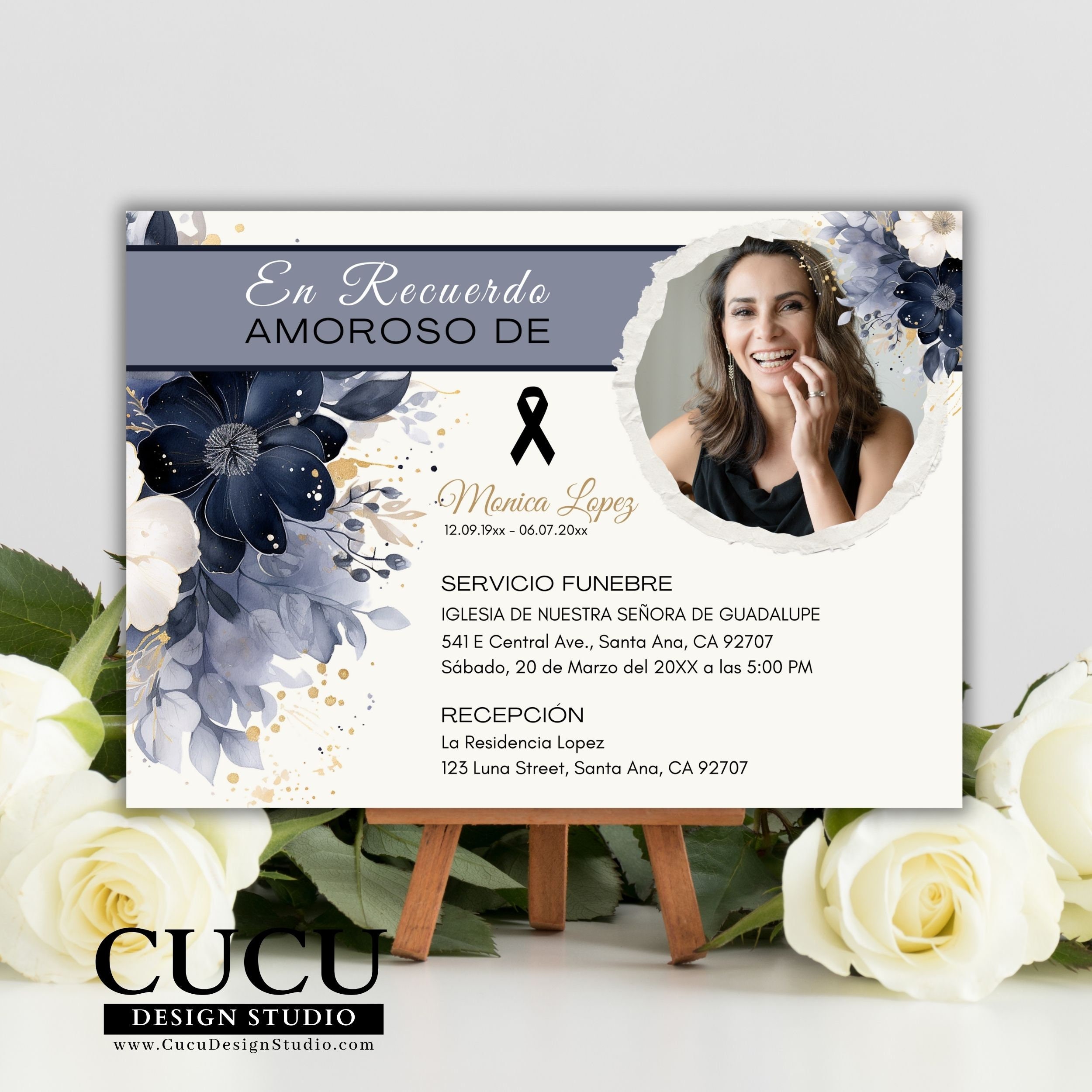 Funeral Invitation Canva Template, Invitación Funeral Español Editable ...