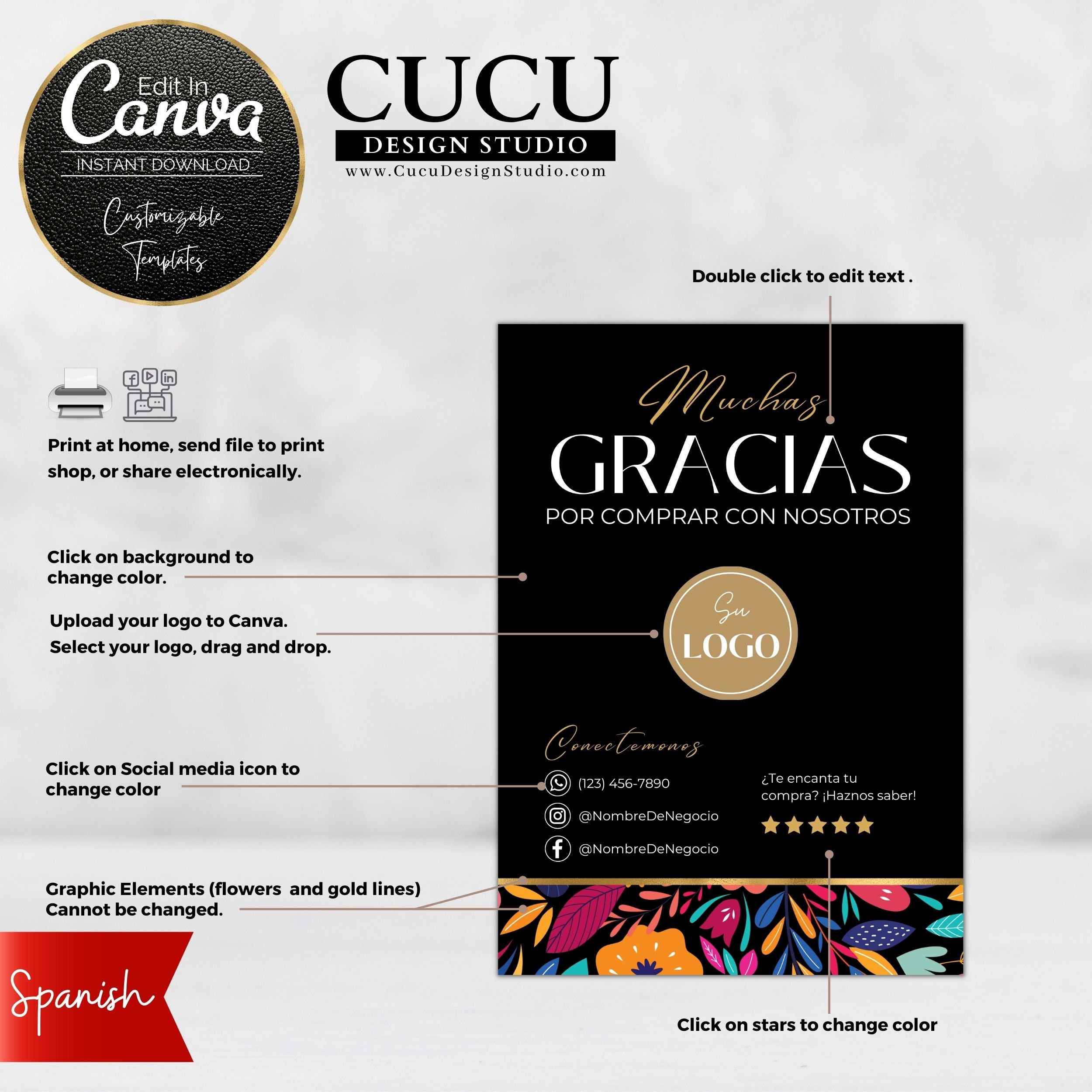 Customizable Tarjeta De Agradecimiento Easy to Edit Thank - Etsy