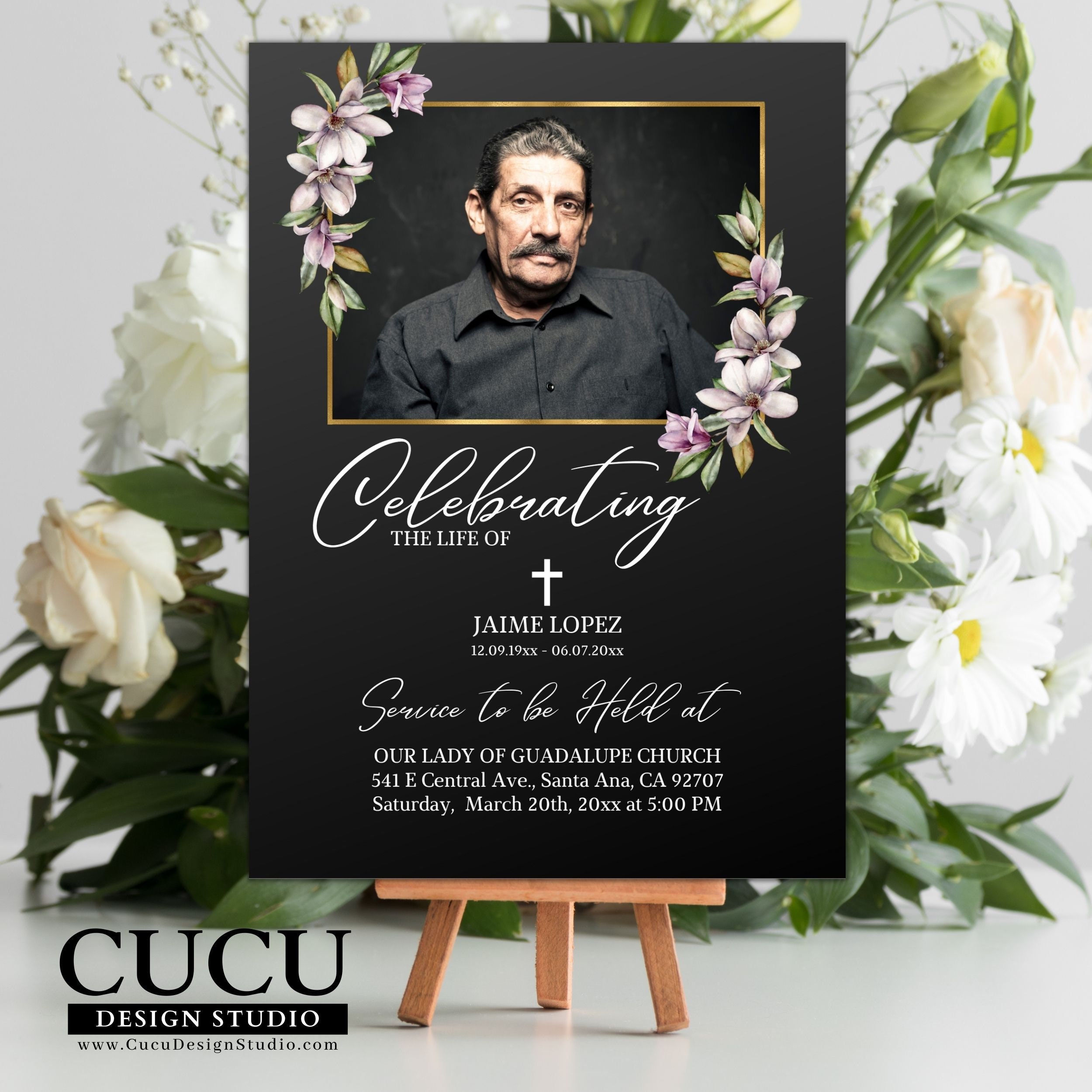 Funeral Card Template Canva Funeral Card in Loving Memory Cards Funeral ...