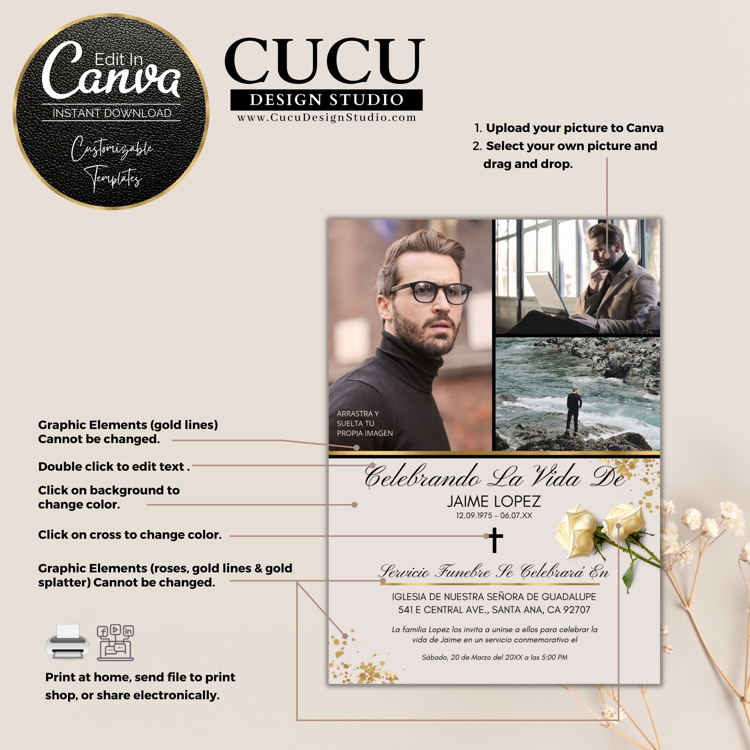 Spanish Funeral Card Templates Spanish Funeral Invitation En Paz ...