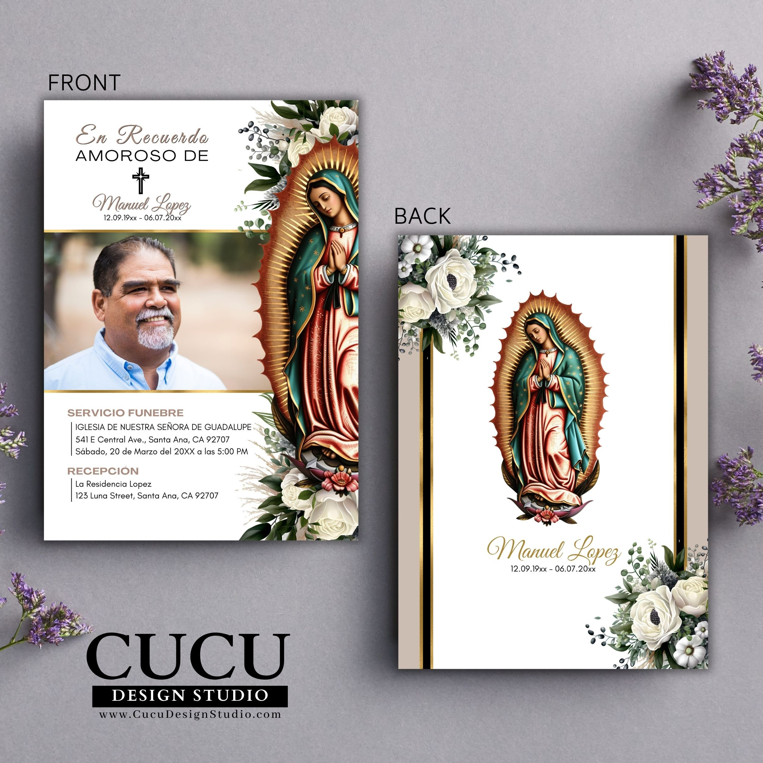 En Memoria De | Tarjeta Funeral Virgen Maria | Virgen De Guadalupe ...