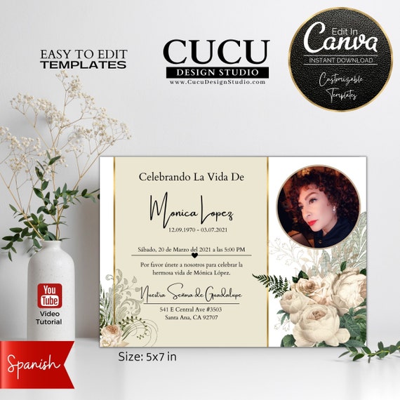 Spanish Funeral Announcement Card in Loving Memory Funeral - Etsy