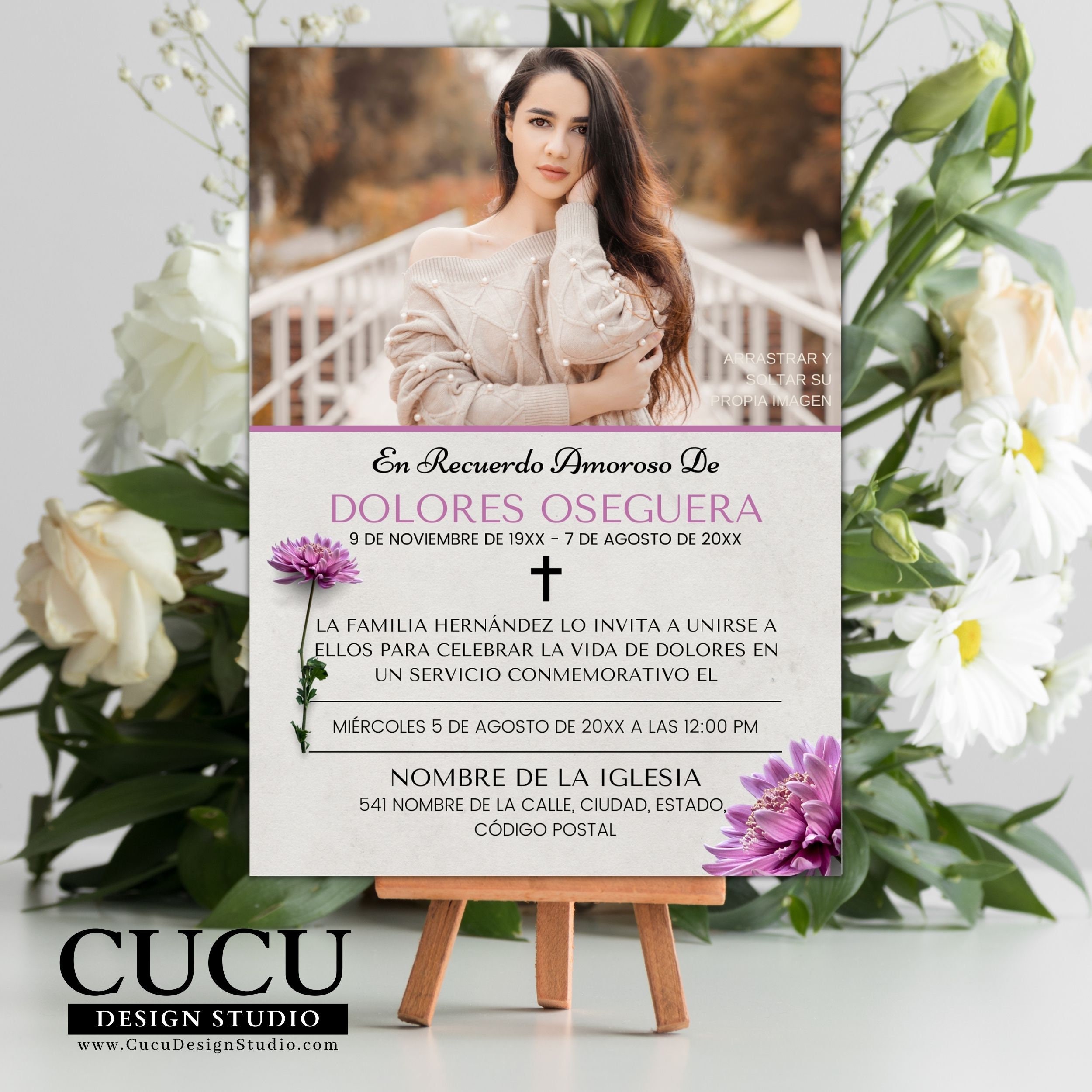 Spanish Funeral Announcement Card Template | Canva, Celebration of Life ...