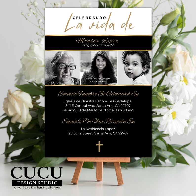 Spanish Funeral Invite Card | Spanish in Loving Memory Invite | Spanish Celebration of Life ...