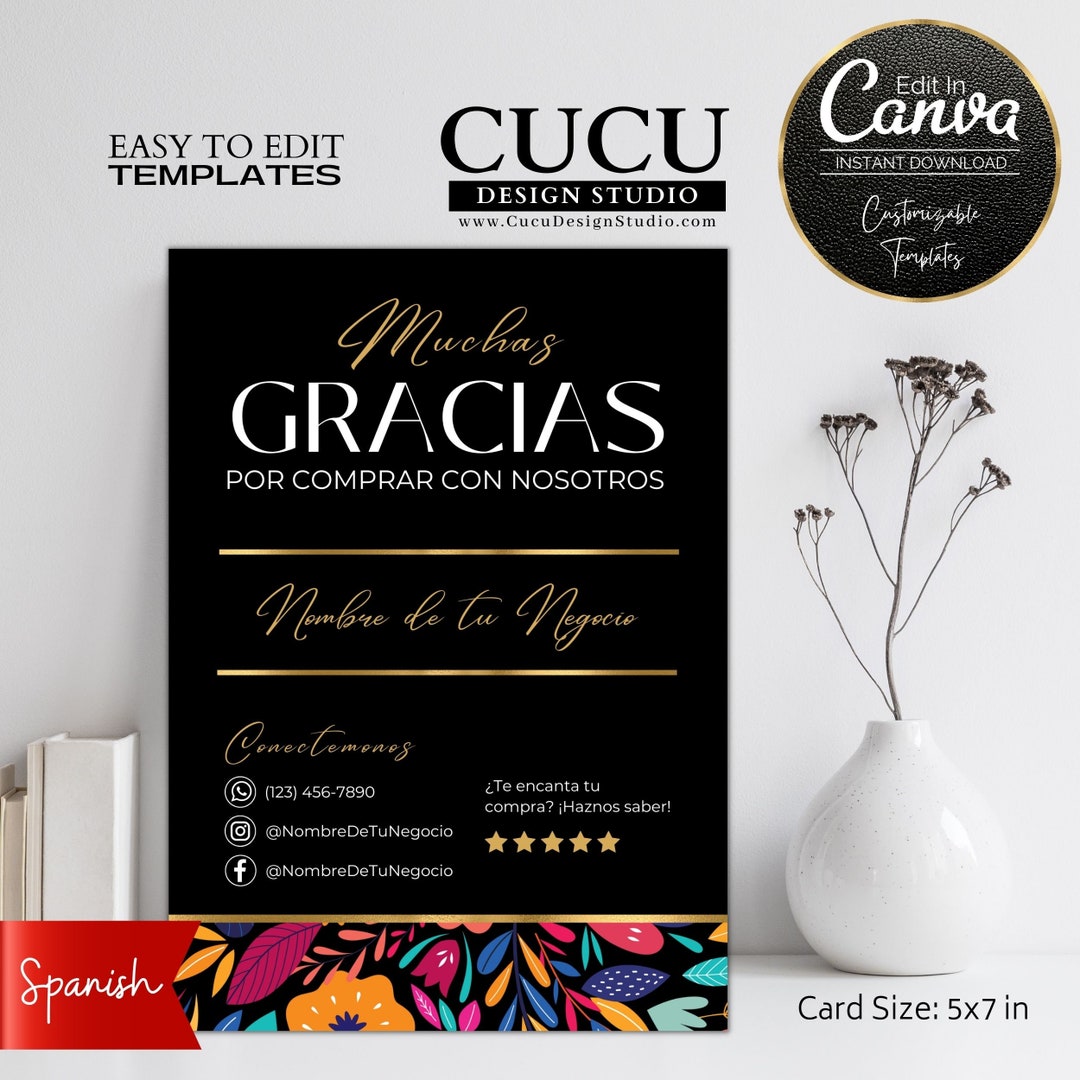 Customizable Tarjeta De Agradecimiento | Easy to Edit Thank You Card ...