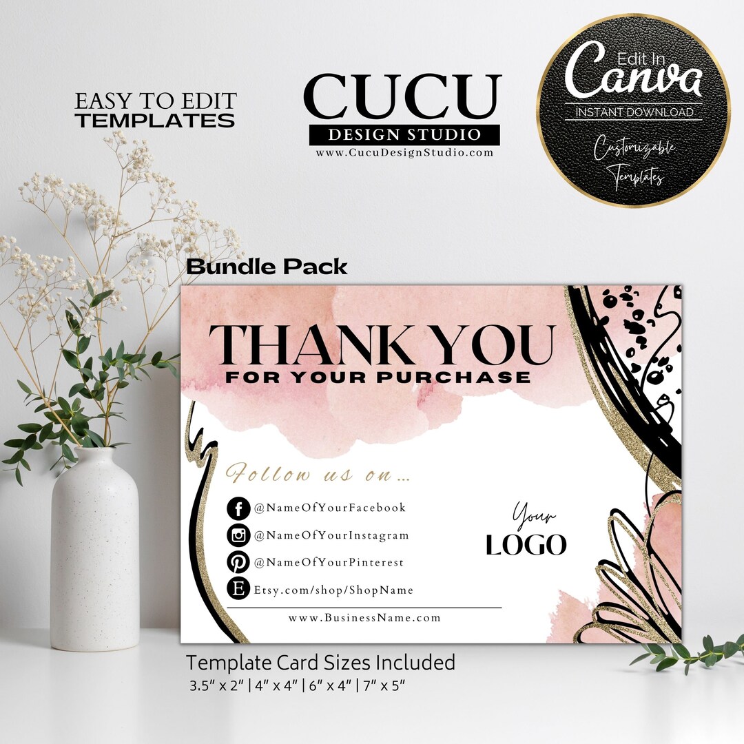 Abstract Thank You Card Template | Thank You Cards | Customer Thank You ...