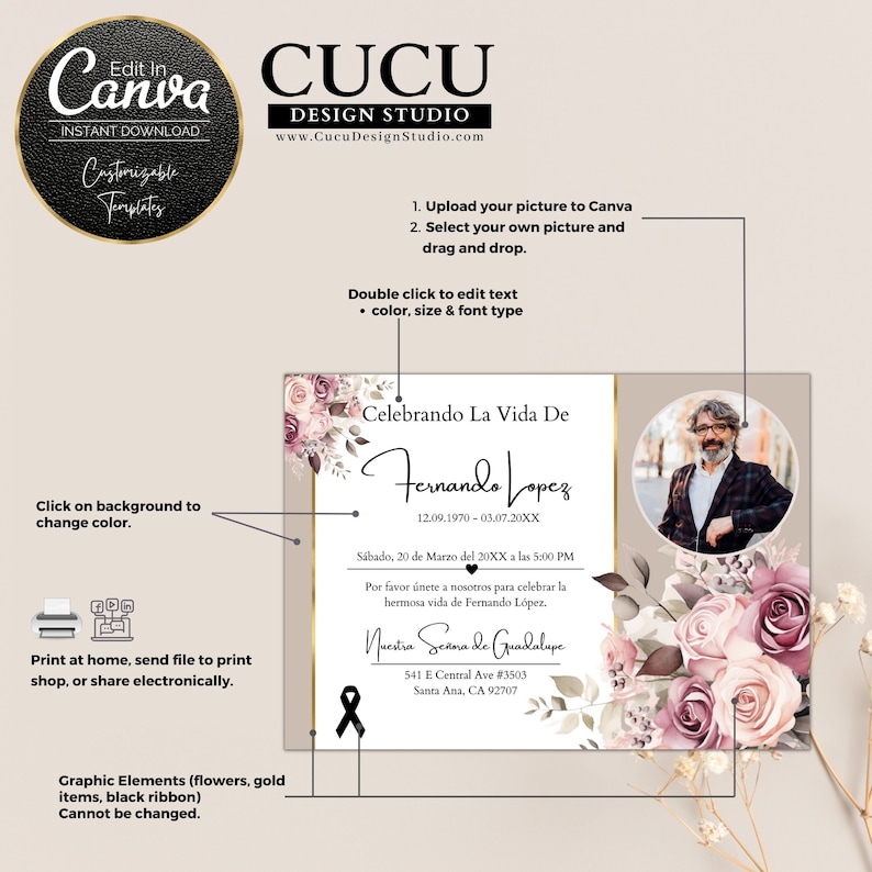 In Loving Memory Spanish Card | Plantilla Canva Funeral | Spanish ...