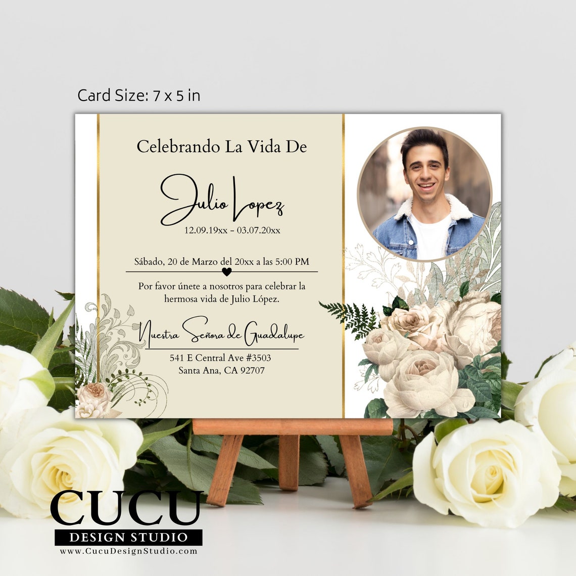 Spanish Funeral Announcement Card in Loving Memory Funeral Card Funeral ...