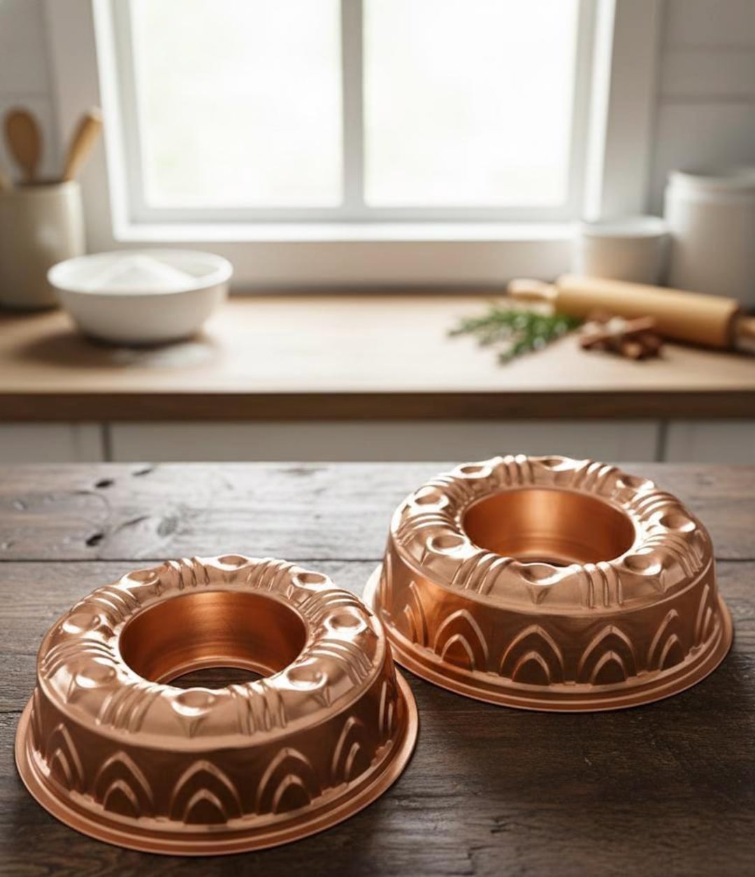 Vintage Copper Tone Jello Molds Set of 2 | 3.5 Cup Each | Retro Gelatin ...