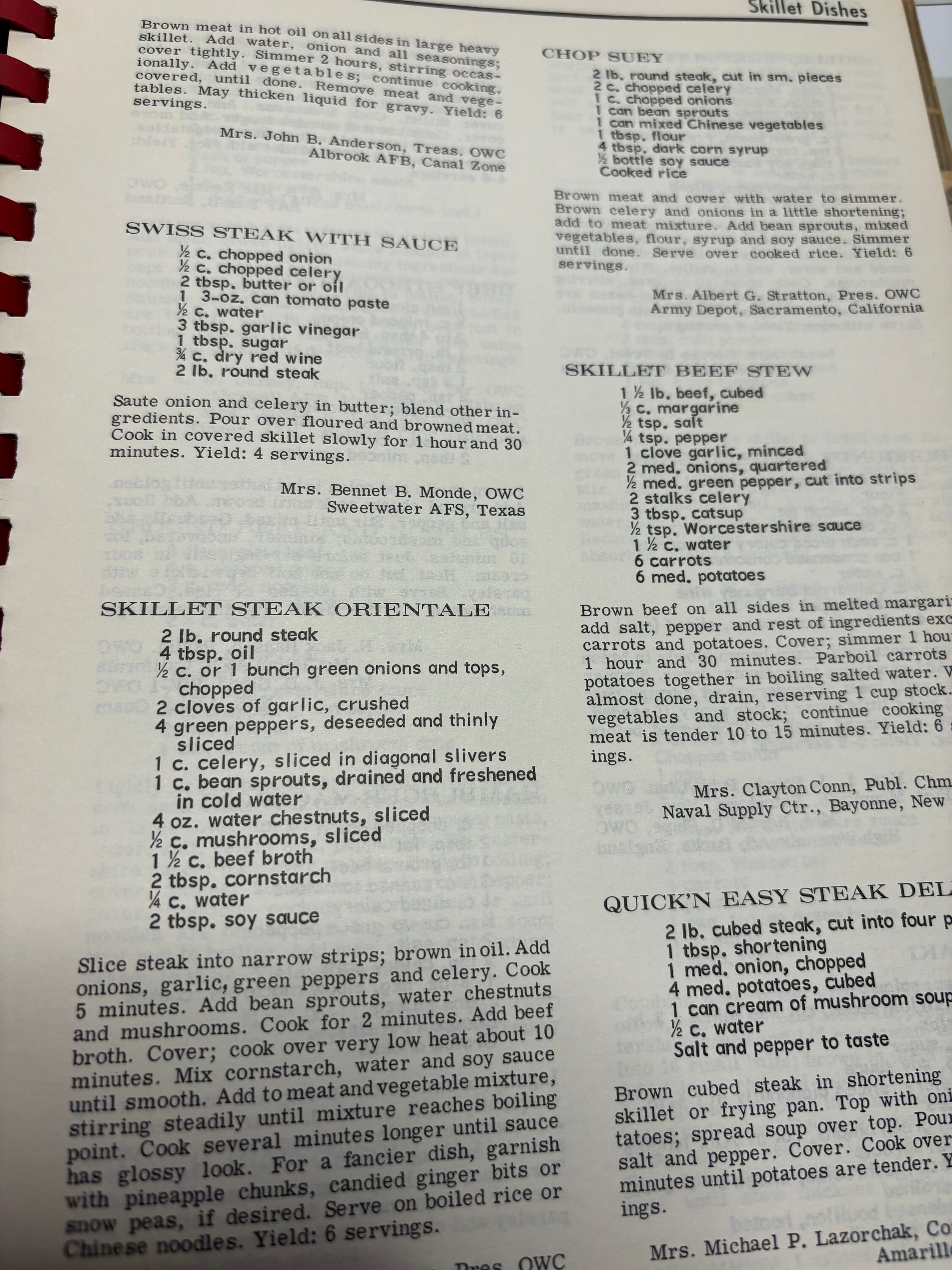 Vintage Cookbook 2000 Worldwide Favorite Recipes of Military Officers ...