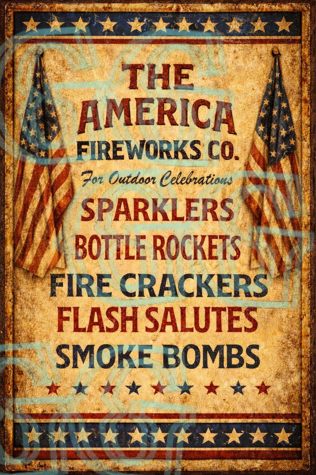 Primitive Americana Fireworks Label Printable | Vintage Patriotic ...