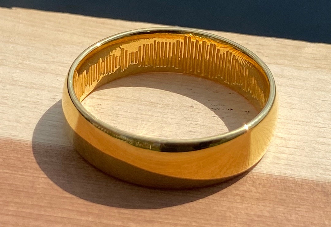 Custom Audio Soundwave Wedding Band, Engraved Ring, Personalized Men's ...