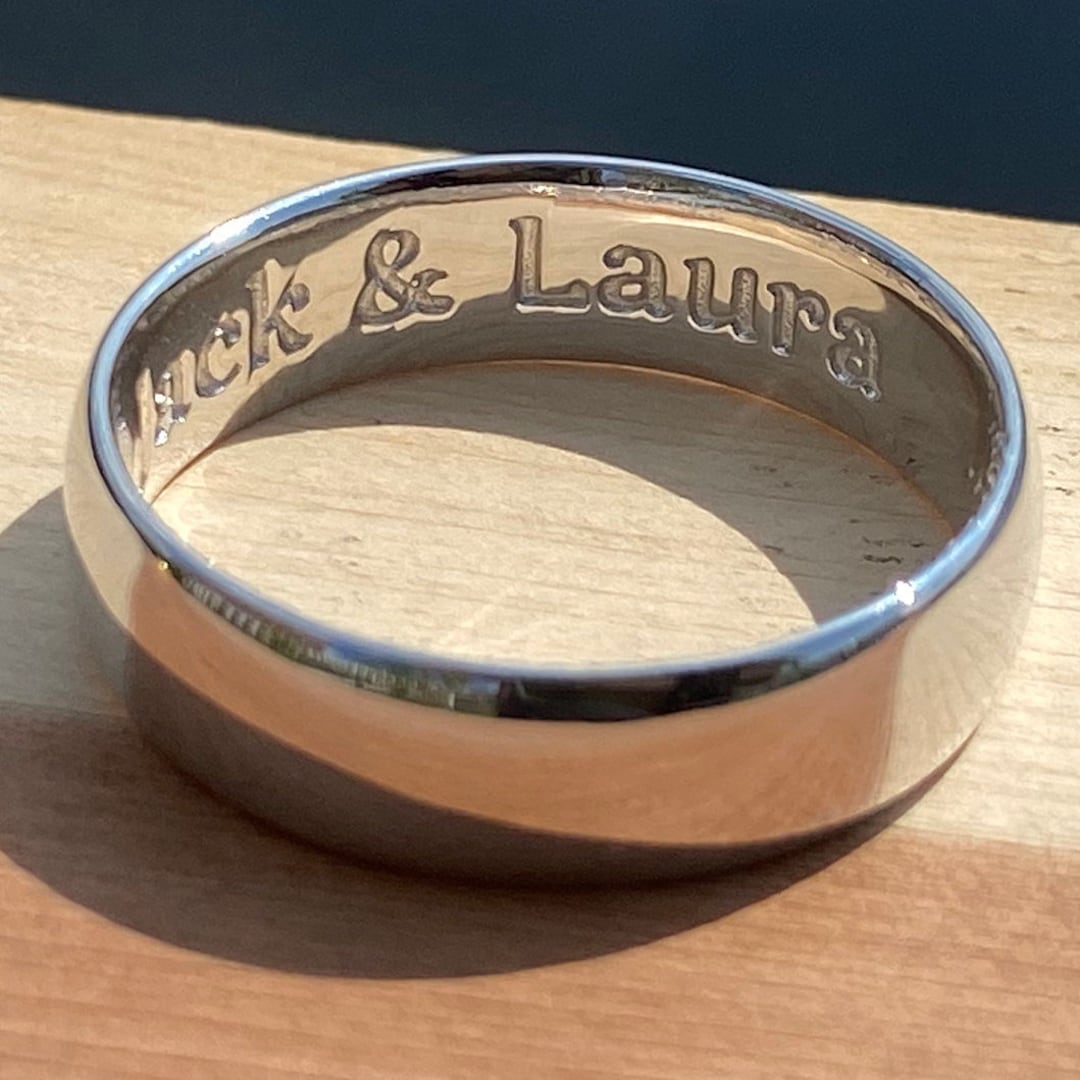 Your Name Wedding Band, Engraved Wedding Ring, Personalized Men's Women ...