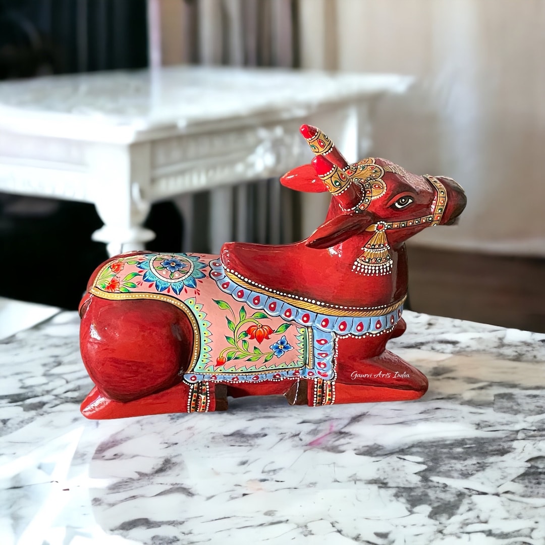 Hand Painted Wooden Nandi Figure Best to Decor Your Home or ...