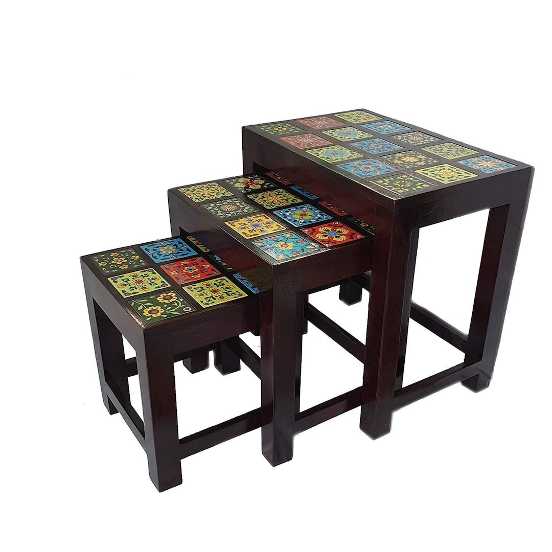 Nesting Tables Furniture Living Room Coffee Table Set of 3 Stacking End ...