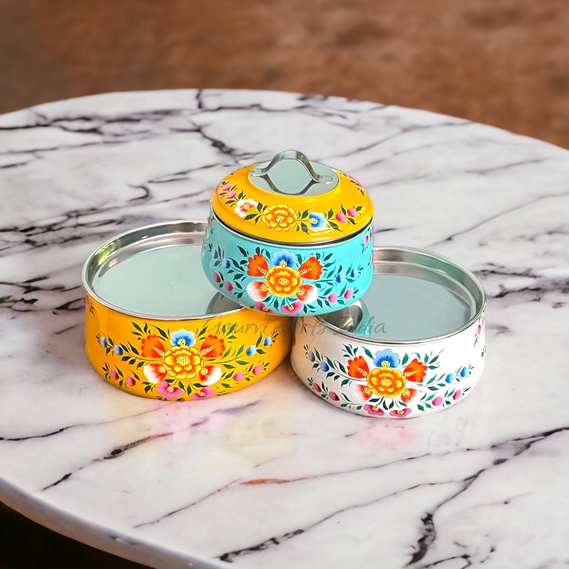 Tiffin Hand Painted Stainless Steel 3 Tier Tiffin Best for Christmas ...