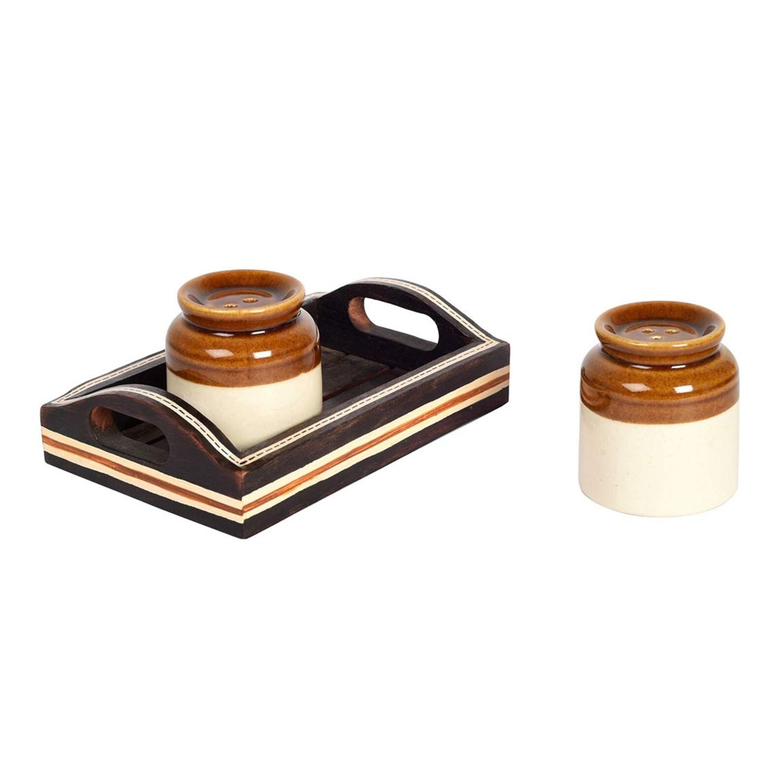 Ceramic Salt Pepper Shaker Set With Tray Decor Dining and - Etsy