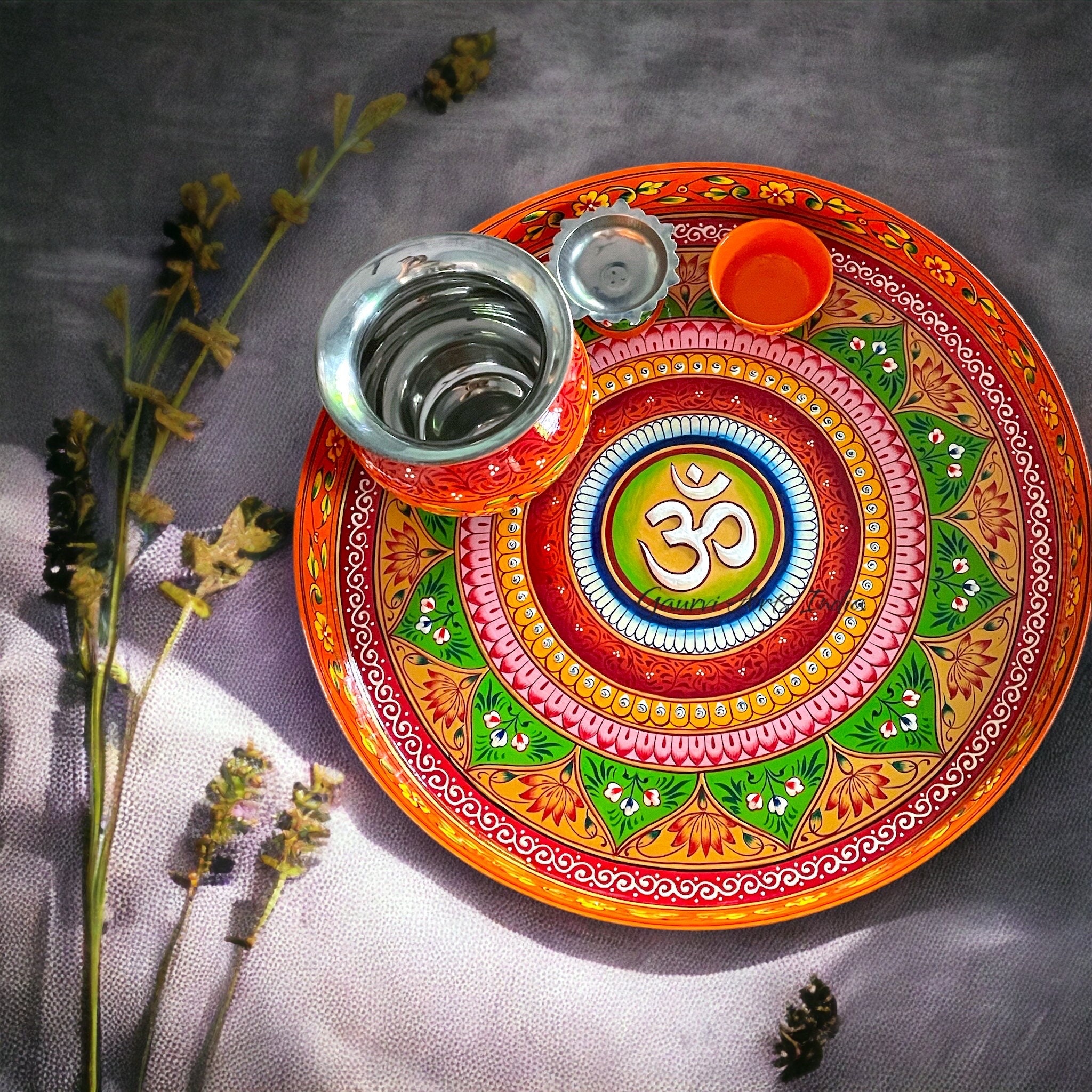 Puja Thali Indian Hand Painted Thali Set Best Gift for Her Pooja Thali ...